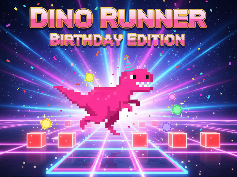 Dino Runner Birthday Edition 🕹️ Sgames에서 온라인으로 플레이